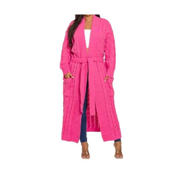 DORCAS | Sweaters | New Dorcas Cable Knit Cardigan In Bubble Gum Pink ...